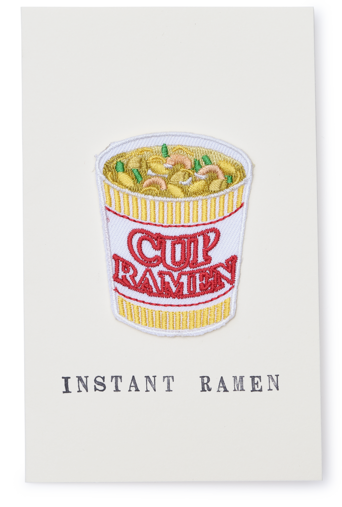 Japanese Embroidered Patch Greeting Card, Ramen Cup – Choosing Keeping