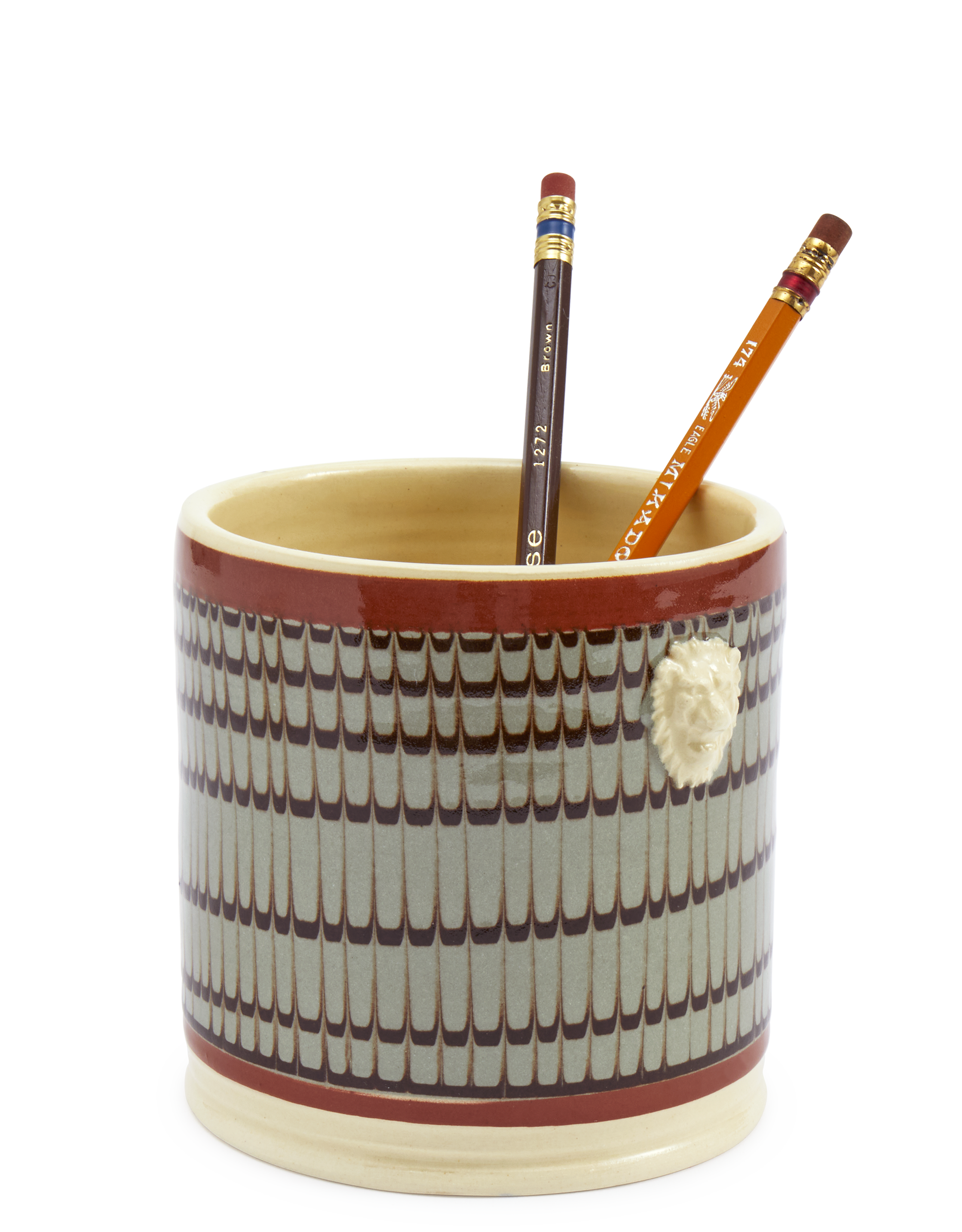 Duck Egg & Black Mochaware Ceramic Pen Pot, 'Comb' – Choosing Keeping