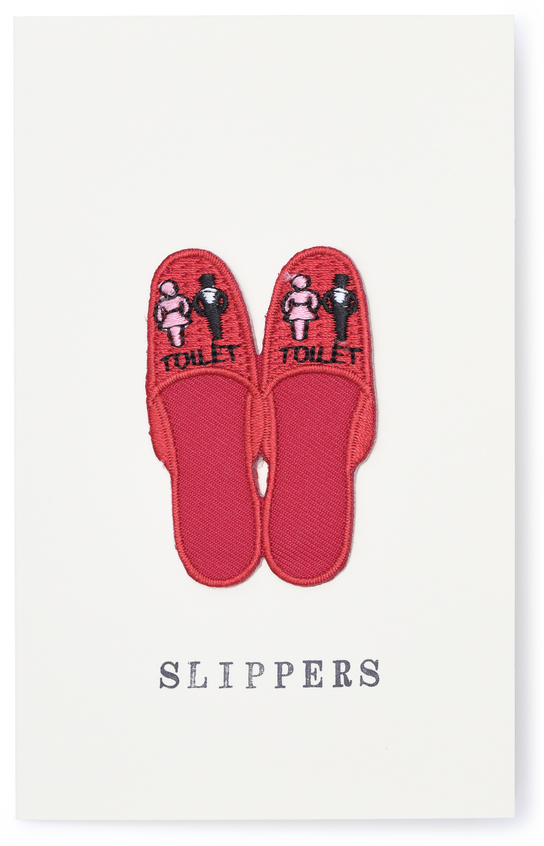 Japanese Embroidered Patch Greeting Card, Slippers – Choosing Keeping