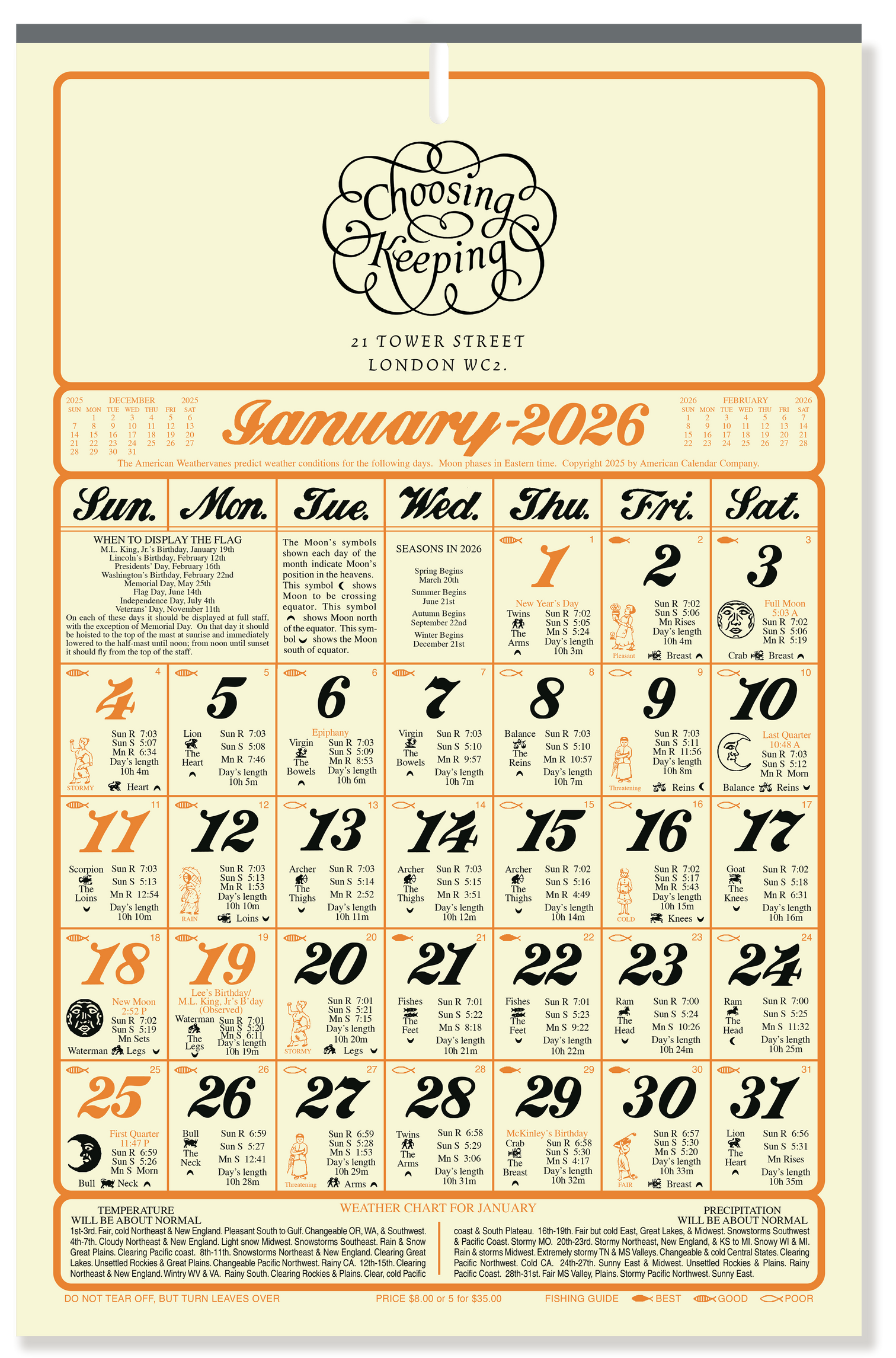 Choosing Keeping Weatherbird Almanac Calendar