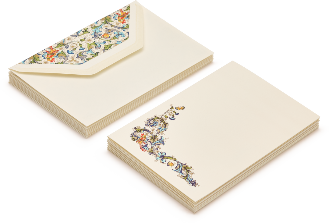 10 Cards and Envelopes - Letter Writing Set "Blue Florentine ...