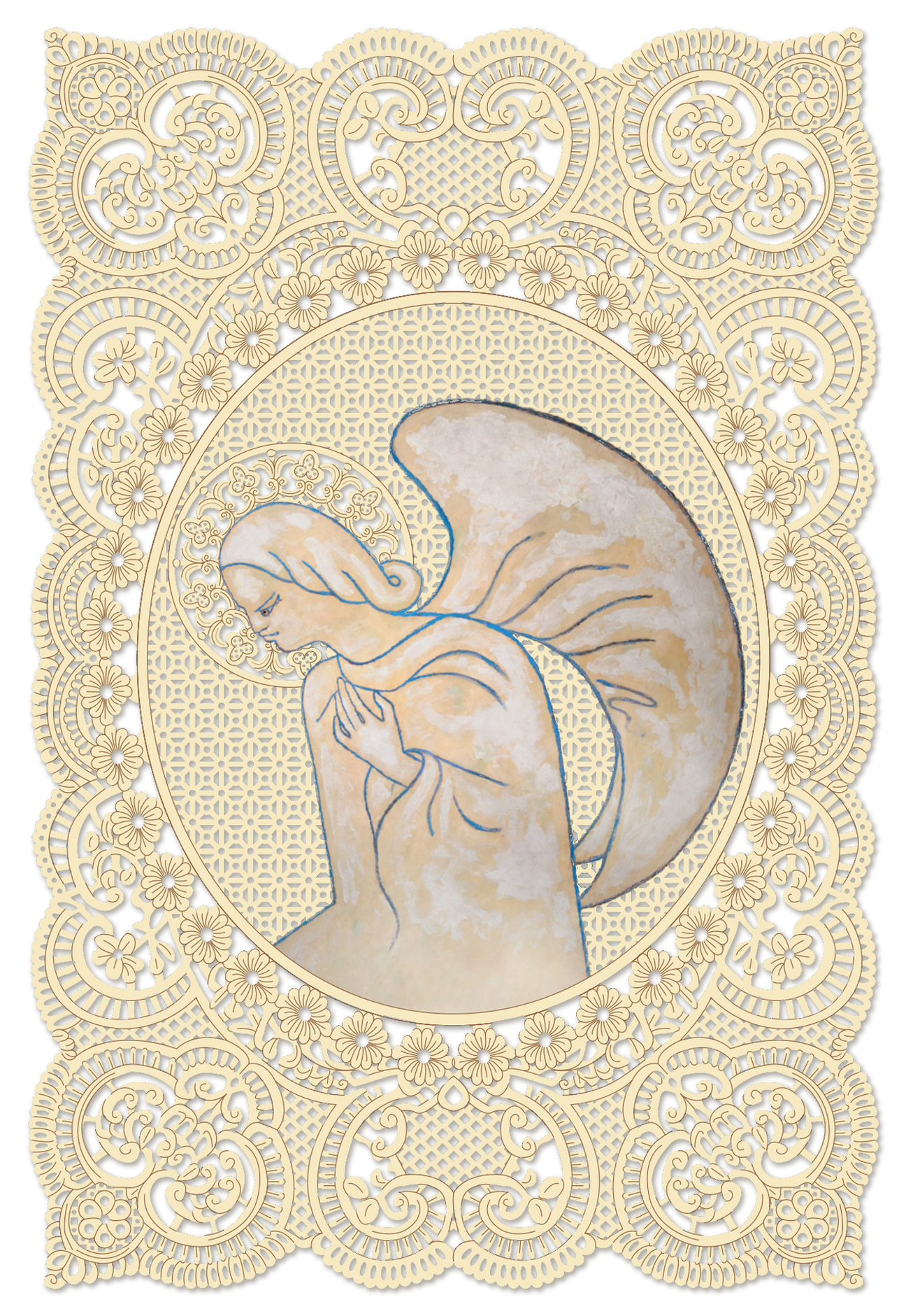 Jean Cocteau Lace Card, Gabriel with Lilies – Choosing Keeping