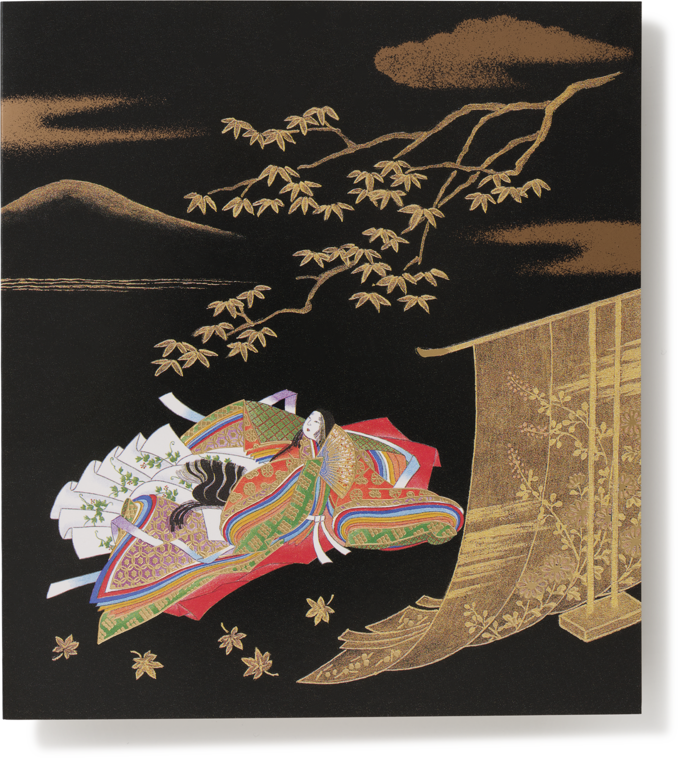 Gold Foil Japanese Lacquer Greeting Card, Heian Gentlewoman – Choosing ...