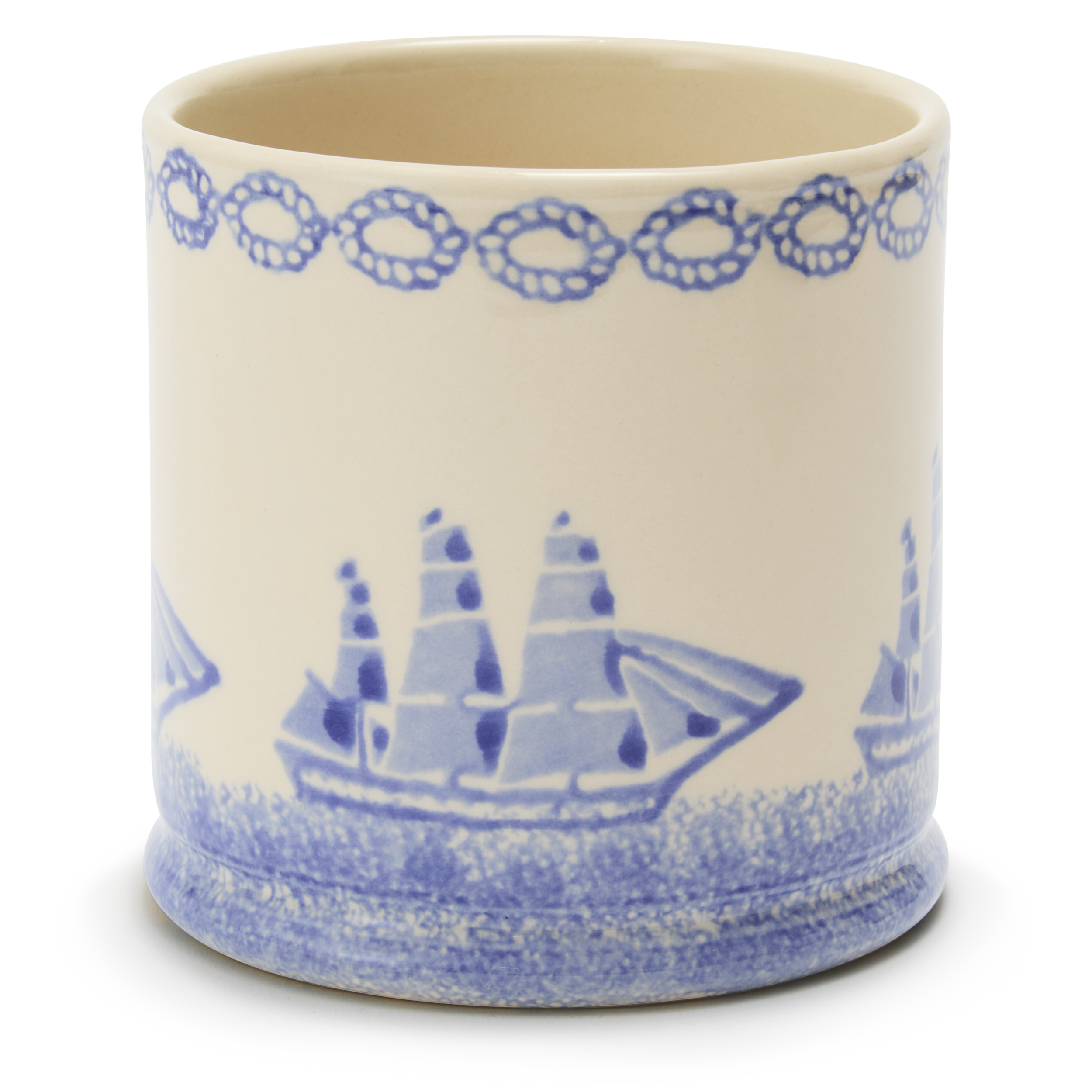 Spongeware Large Ceramic Pen Pot, Ship Square Rig – Choosing Keeping