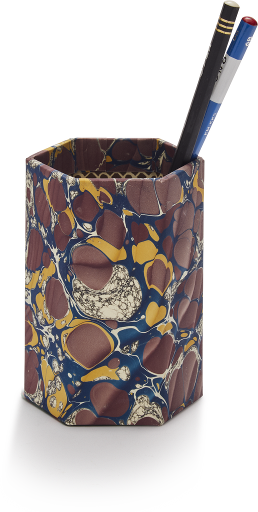 Hexagonal Marbled Pen Pot - Pattern 16 – Choosing Keeping