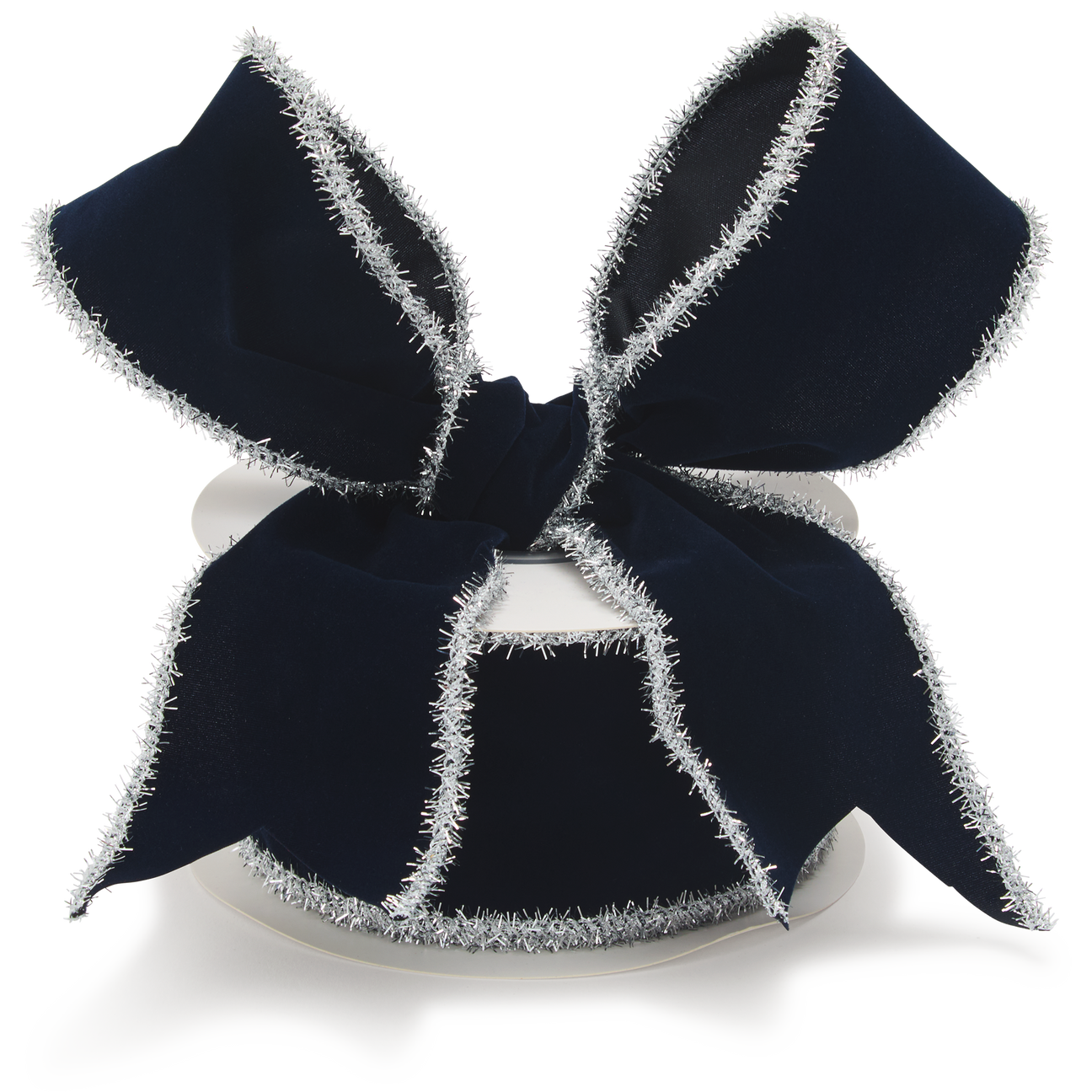 Velvet Wired Tinsel Ribbon, Navy and Silver – Choosing Keeping