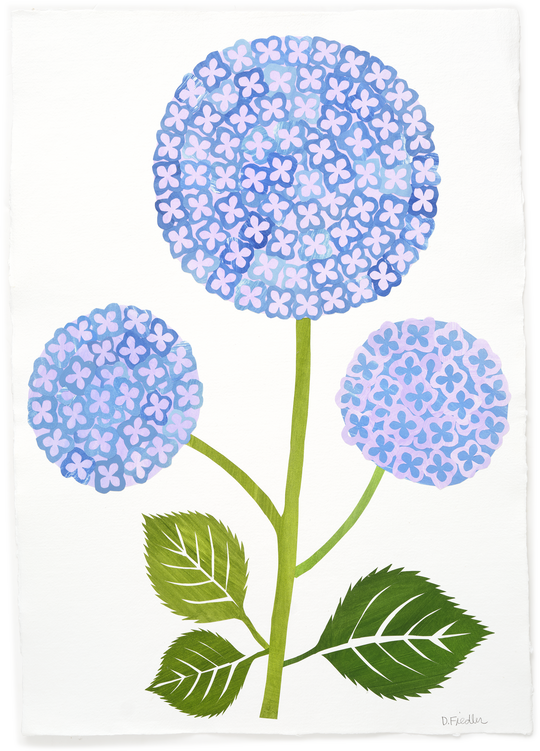 Denise Fiedler Floral Collage - 3 Stem Lilac/Indigo Hydrangea ...