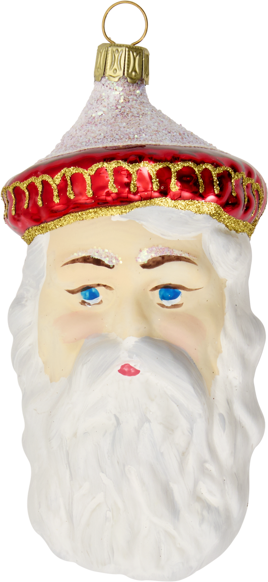 Santa Head with Red Hat Glass Ornament – Choosing Keeping