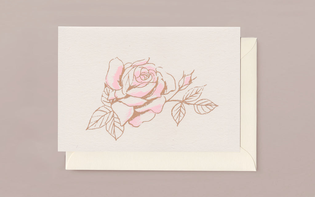 Silk Screen Printed Greeting Card, Rose – Choosing Keeping